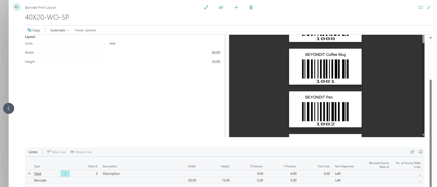 Create Barcode Print Layout | DOCS by BEYONDIT